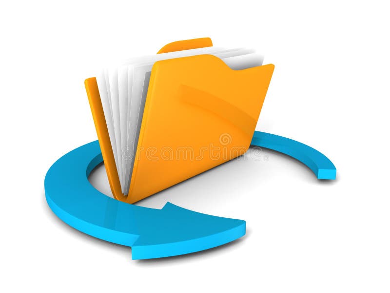 Yellow Folder Icon with Blue Round Arrow on White Stock Illustration ...