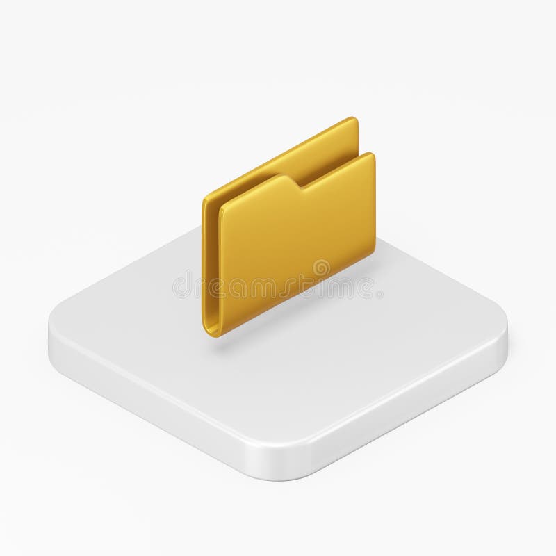 Yellow Folder Icon. 3d Rendering Square Button Key Isometric View ...