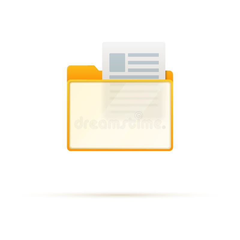 Yellow Folder Icon with Document and Transparent Element Isolated on ...