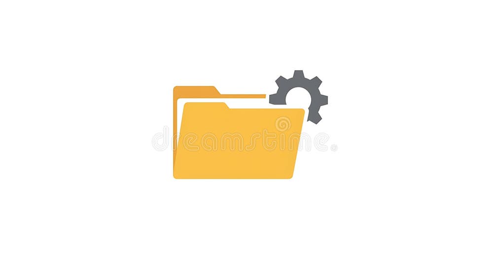 Yellow Folder Icon with a Gray Gear Overlay, Symbolizing Settings or ...