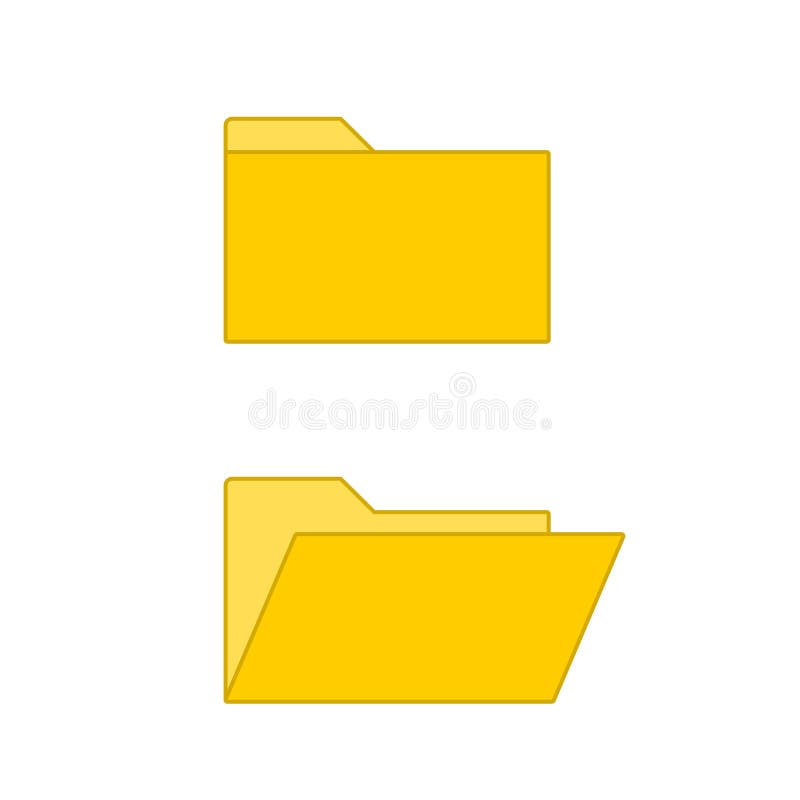 Yellow Folder Icon Isolated on White Background. Closed and Open Folder ...