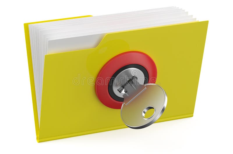 Yellow Folder Icon with Key Stock Illustration - Illustration of file ...