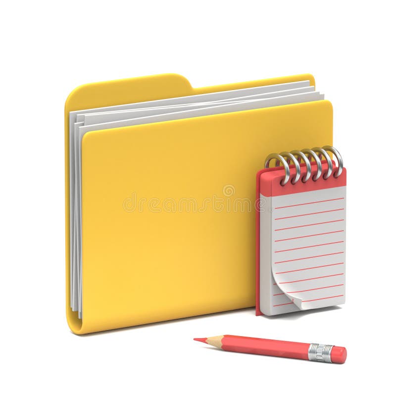 Yellow Folder Icon Notes Concept 3D Stock Illustration - Illustration ...