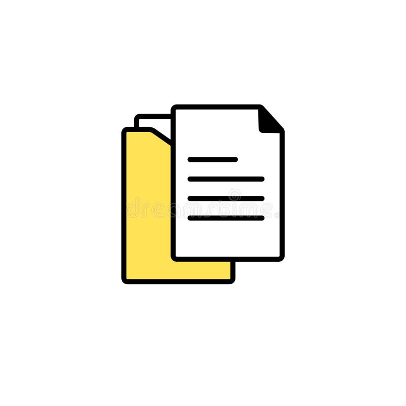 Yellow Folder Icon with Paper Document Illustrates Digital File ...