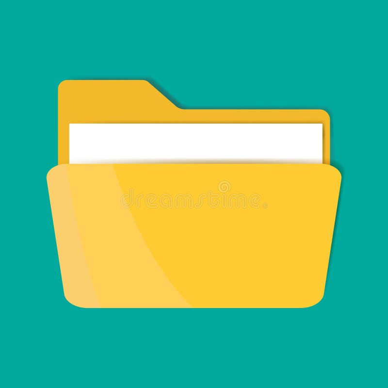 Yellow Folder Icon with a Sheet of Paper. Vector Folder Icon Stock ...