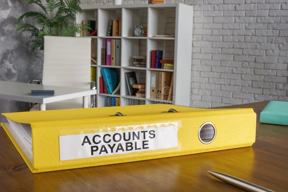 Yellow Folder with Label Accounts Payable on the Table. Stock Image ...