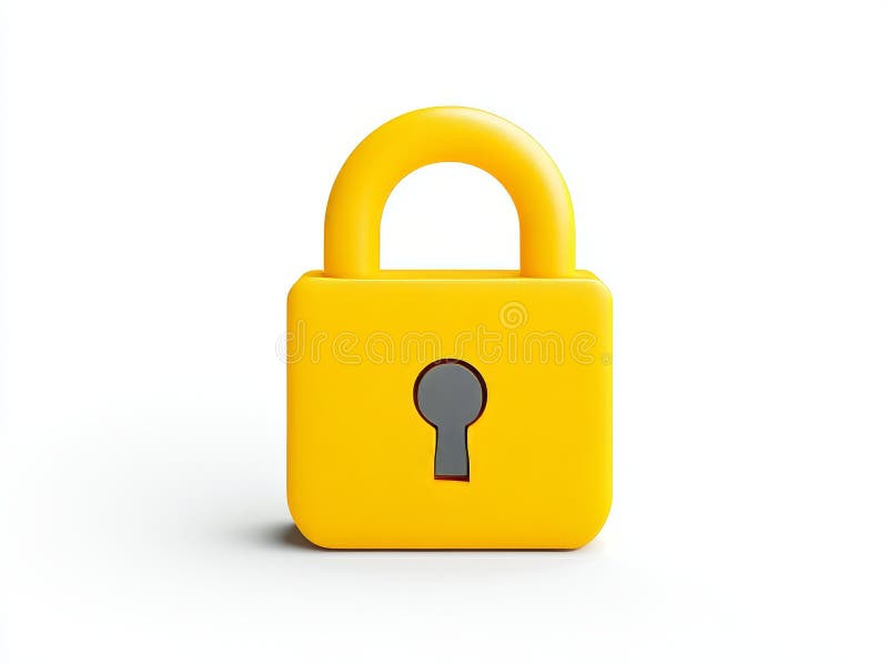 Yellow Folder with Lock. 3D Isolated Data Security Concept Stock ...
