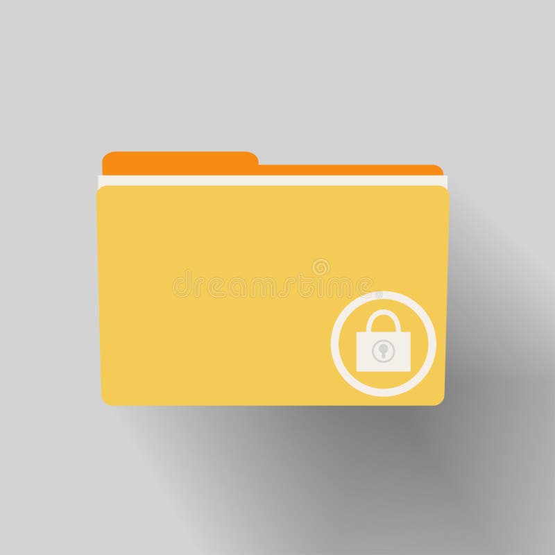 Yellow folder with locked stock vector. Illustration of business ...