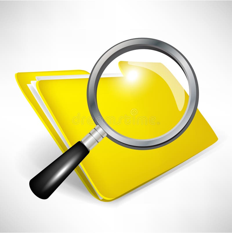 Yellow Folder with Magnifying Glass Stock Vector - Illustration of ...