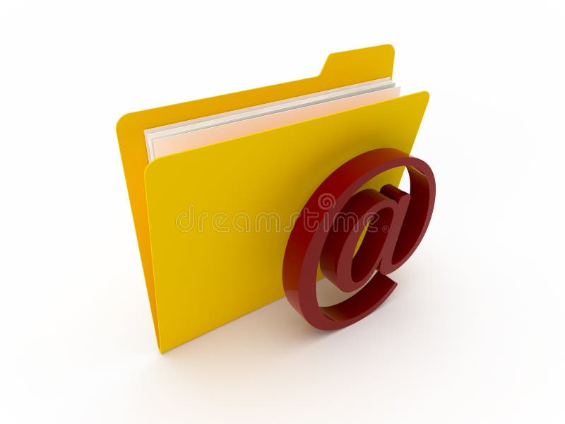 Yellow Folder with Mail Symbol Stock Illustration - Illustration of ...
