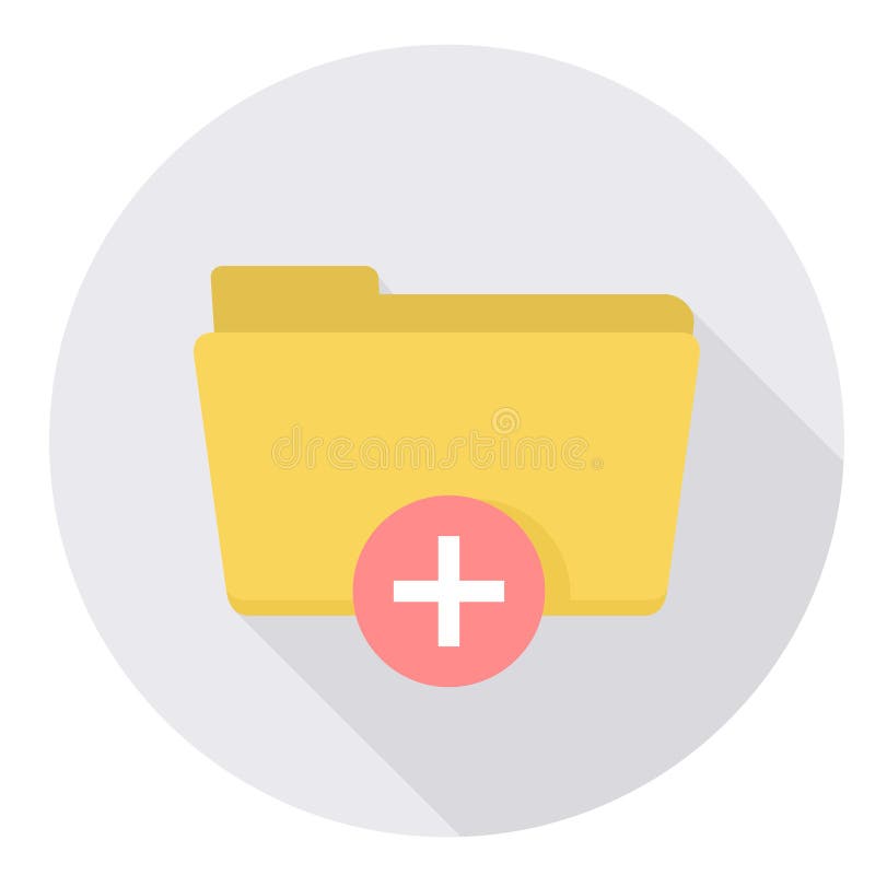 Yellow Folder with Plus Sign Icon for File Addition Stock Illustration ...