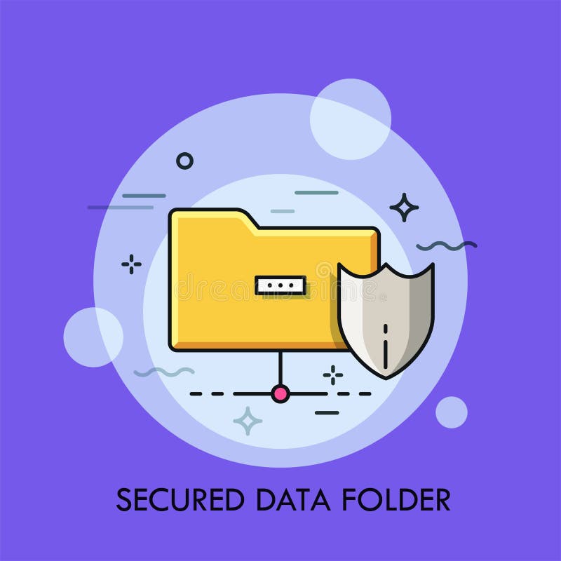 Yellow Folder and Protective Shield Symbols. Stock Vector ...