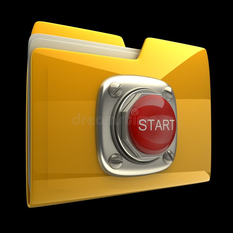 Yellow Folder Red Start Button Stock Illustrations – 4 Yellow Folder ...