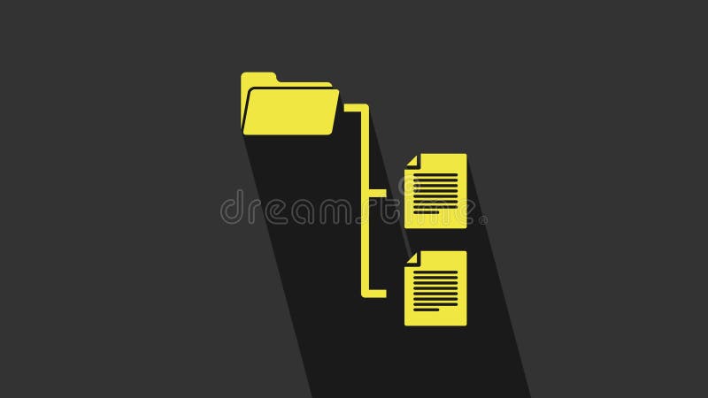 Yellow Folder Tree Icon Isolated on Grey Background. Computer Network ...