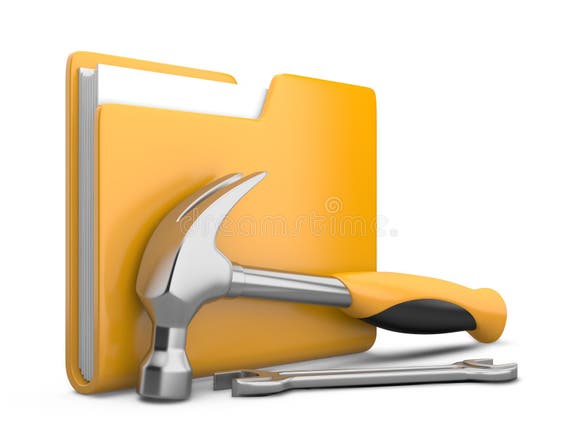 Yellow Folder with Wrench and Hammer Stock Illustration - Illustration ...