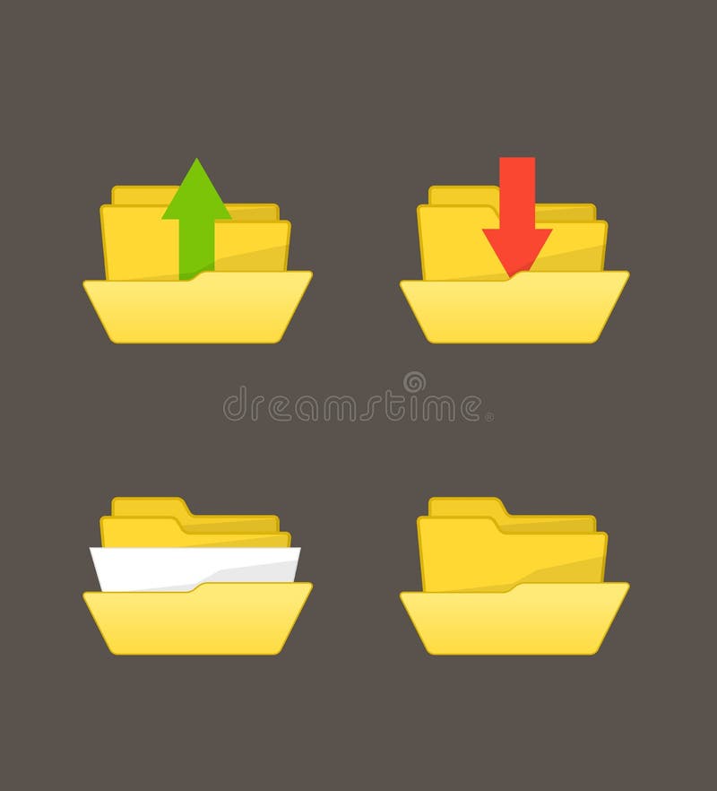 Folders Collection with Different Content Stock Vector - Illustration ...