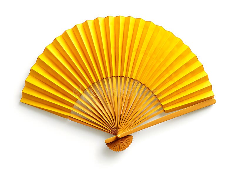 Yellow Folding Fan Isolated on White Background. AI Generative Stock ...