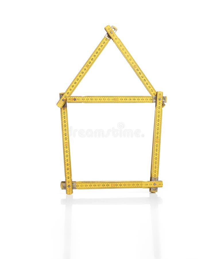 Yellow folding ruler house stock photo. Image of isolated - 11932300