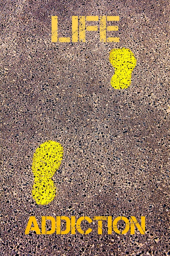 Yellow Footsteps on Sidewalk from Addiction To Life Messages.Evolution ...