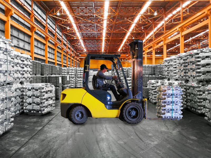 Forklift Stack Jumbo Bags of Sugar, Rice, Grain Inside a Warehouse ...