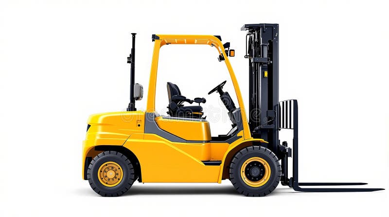Yellow Forklift Side View: Industrial Equipment for Heavy Lifting and ...