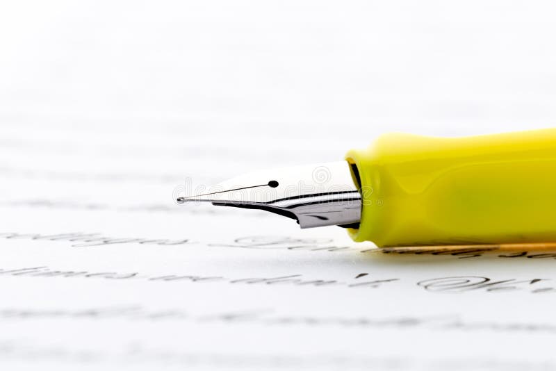 Yellow Fountain Pen on Letter Stock Photo - Image of contract, copy ...