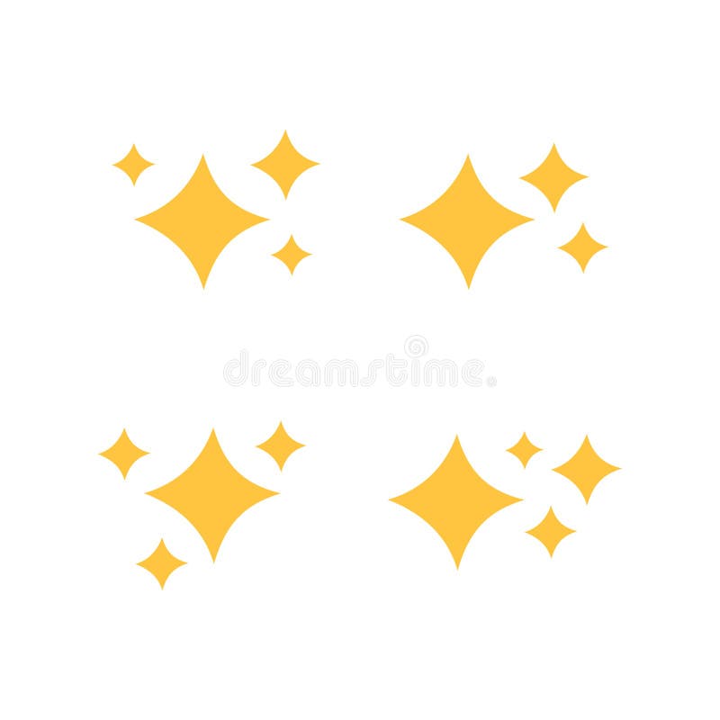 Yellow Four Pointed Shining Stars. Gold Sparkle Star Stock Illustration ...