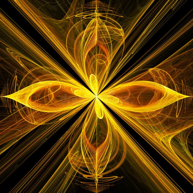 Yellow Fractal Flower with Cross Under Stock Illustration ...