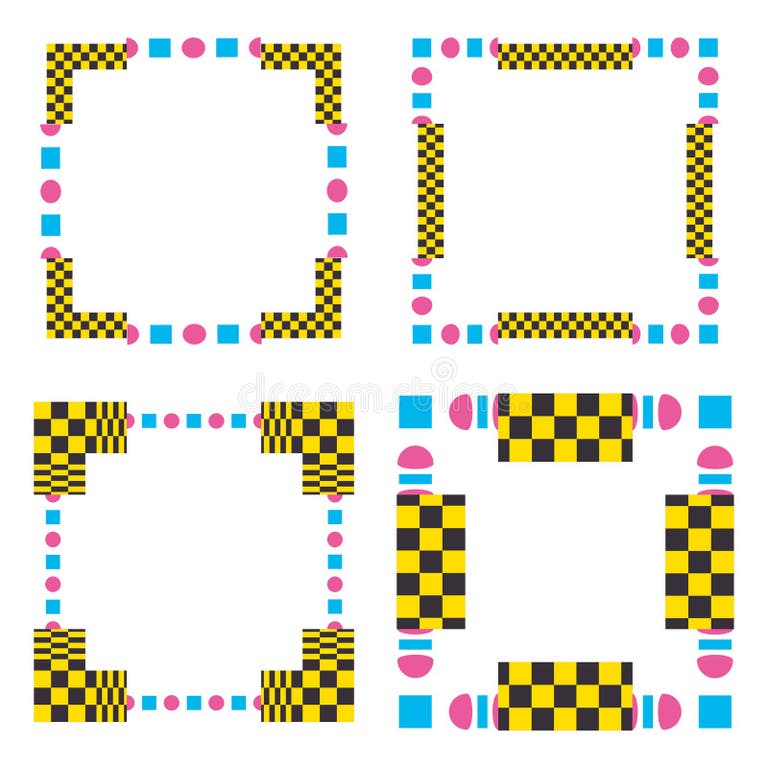 Yellow Frame Icon. Bright Border Symbol. Mosaic Tile Pattern. Vector ...