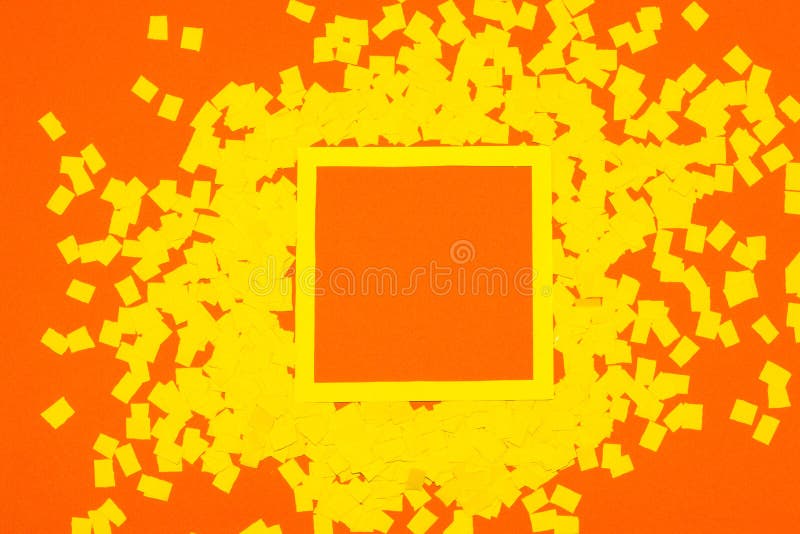 Yellow Frame on Orange Background, Frame Surrounded by Yellow Chopped ...