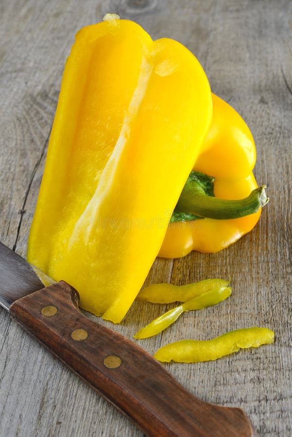 Yellow freh pepper stock image. Image of sliced, board - 32315787