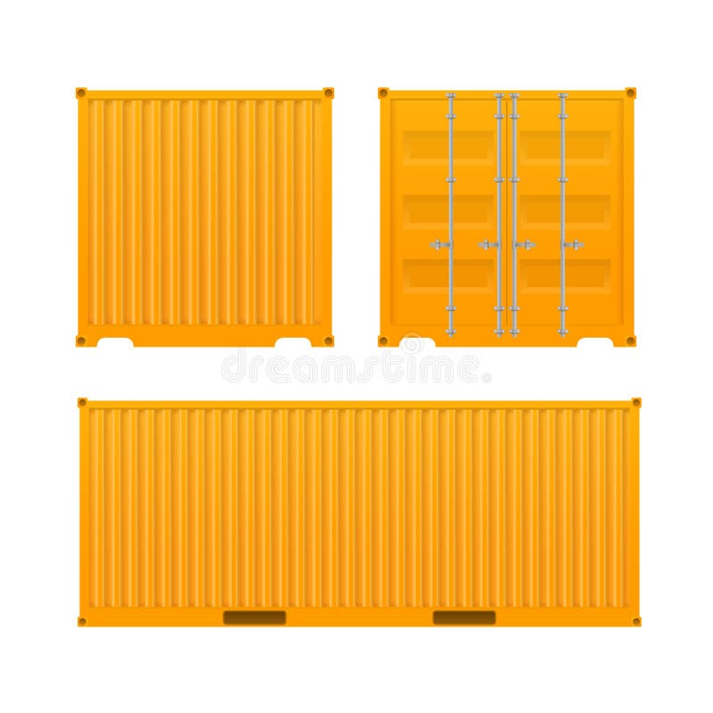 Yellow Freight Container. Large Container for Ship Isolated on a White ...