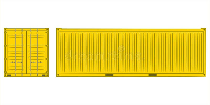 Yellow Closed Metal Cargo Container. Stock Vector - Illustration of ...