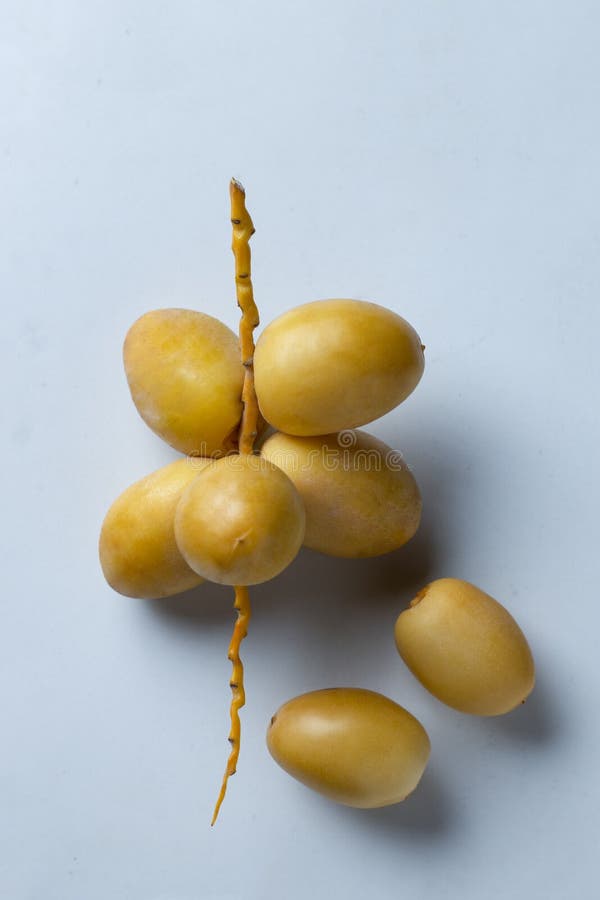 Yellow Fresh Dates Fruit on White Background Stock Image - Image of ...