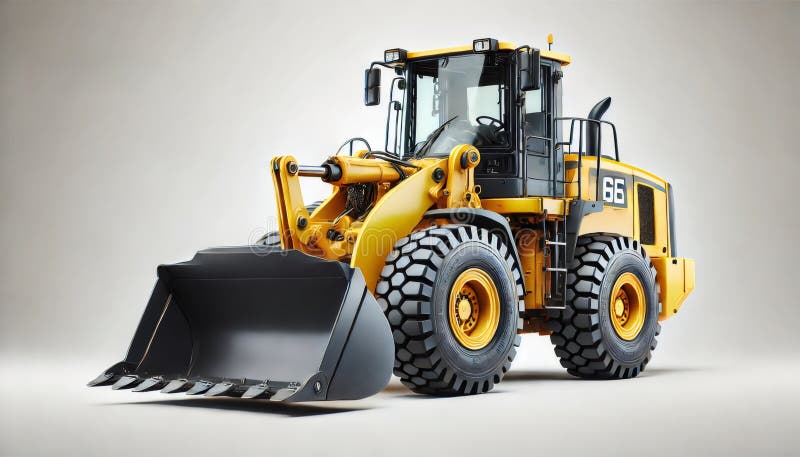 Realistic Yellow Front Loader on White Background Stock Illustration ...