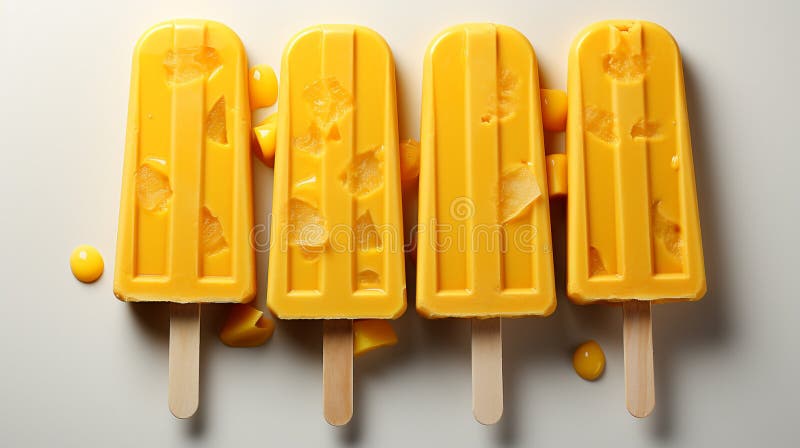 Yellow Fruit Ice Cream on a Stick. AI Generated. Stock Illustration ...