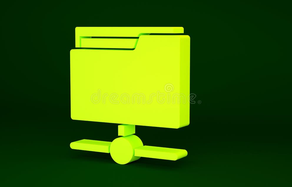 Yellow FTP Folder Icon Isolated on Green Background. Software Update ...