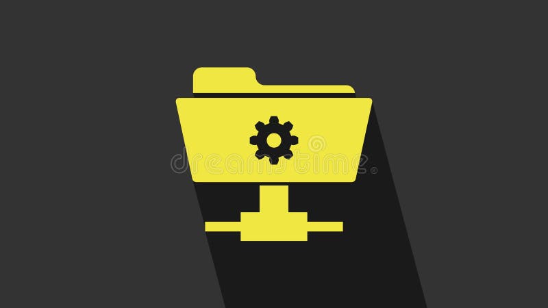 Yellow FTP Settings Folder Icon Isolated on Grey Background. Software ...