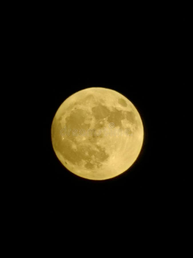 Yellow Big Full Moon on Dark Blue Night Sky Watercolor Painting Stock ...