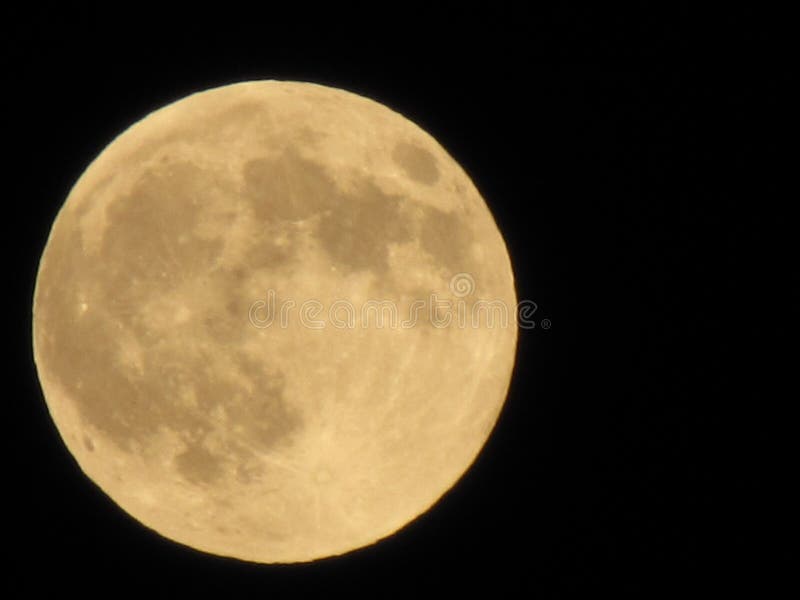 Yellow Full Moon on the Dark Night, Close Up, Stock Image - Image of ...