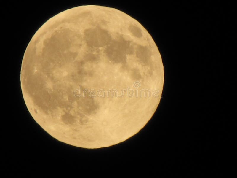 Yellow Full Moon on the Dark Night, Close Up, Stock Photo - Image of ...