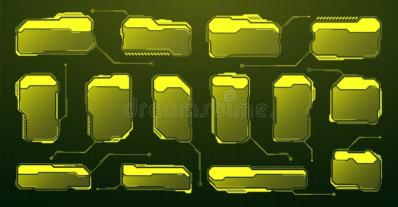 Yellow Futuristic HUD, UI Elements. Sci-fi User Interface Text Boxes ...