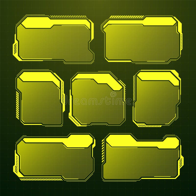 Yellow Futuristic HUD, UI Elements. Sci-fi User Interface Text Boxes ...