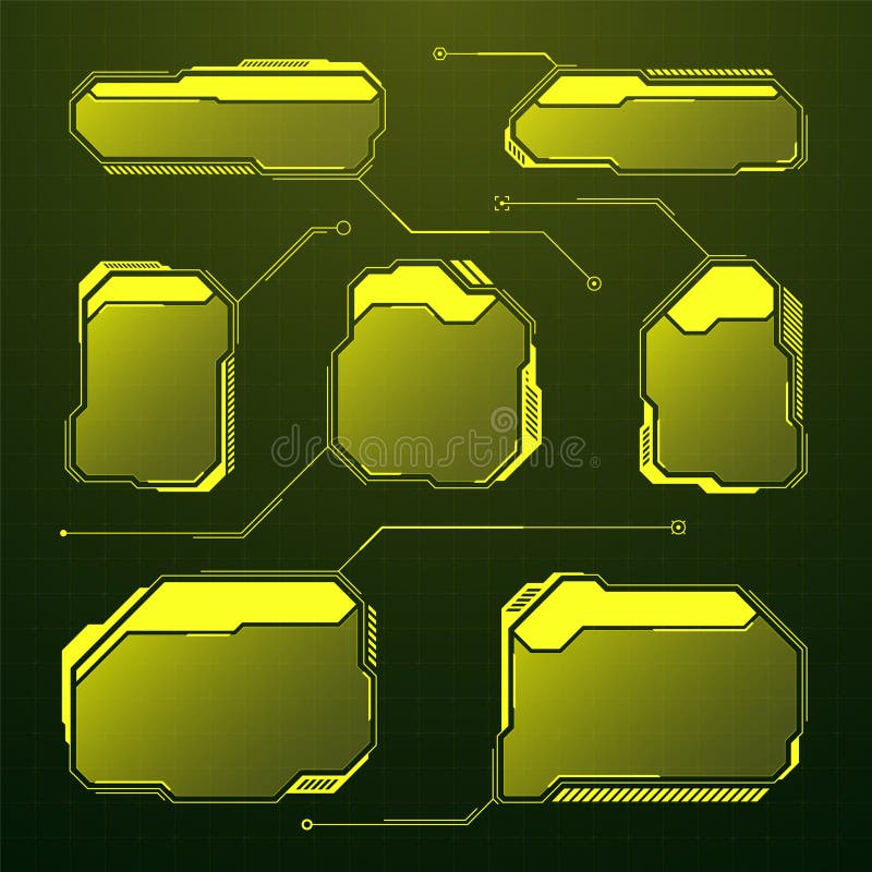 Yellow Futuristic HUD, UI Elements. Sci-fi User Interface Text Boxes ...
