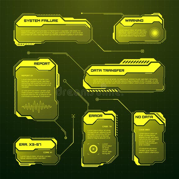 Yellow Futuristic HUD, UI Elements. Sci-fi User Interface Text Boxes ...