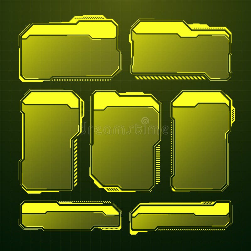 Yellow Futuristic HUD, UI Elements. Sci-fi User Interface Text Boxes ...