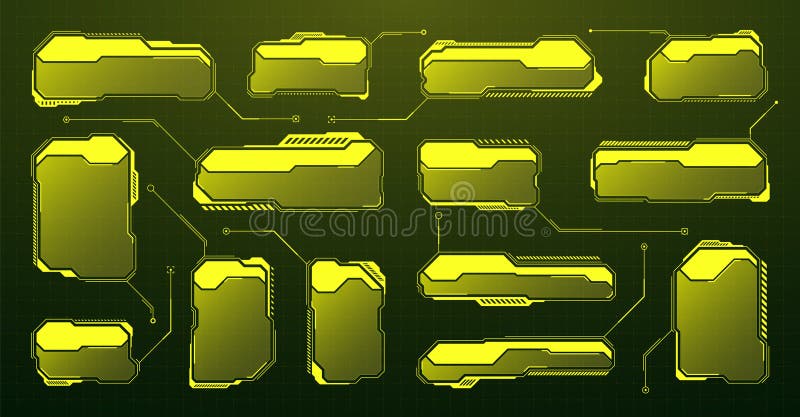 Yellow Futuristic HUD, UI Elements. Sci-fi User Interface Text Boxes ...