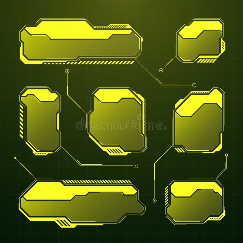 Yellow Futuristic HUD, UI Elements. Sci-fi User Interface Text Boxes ...
