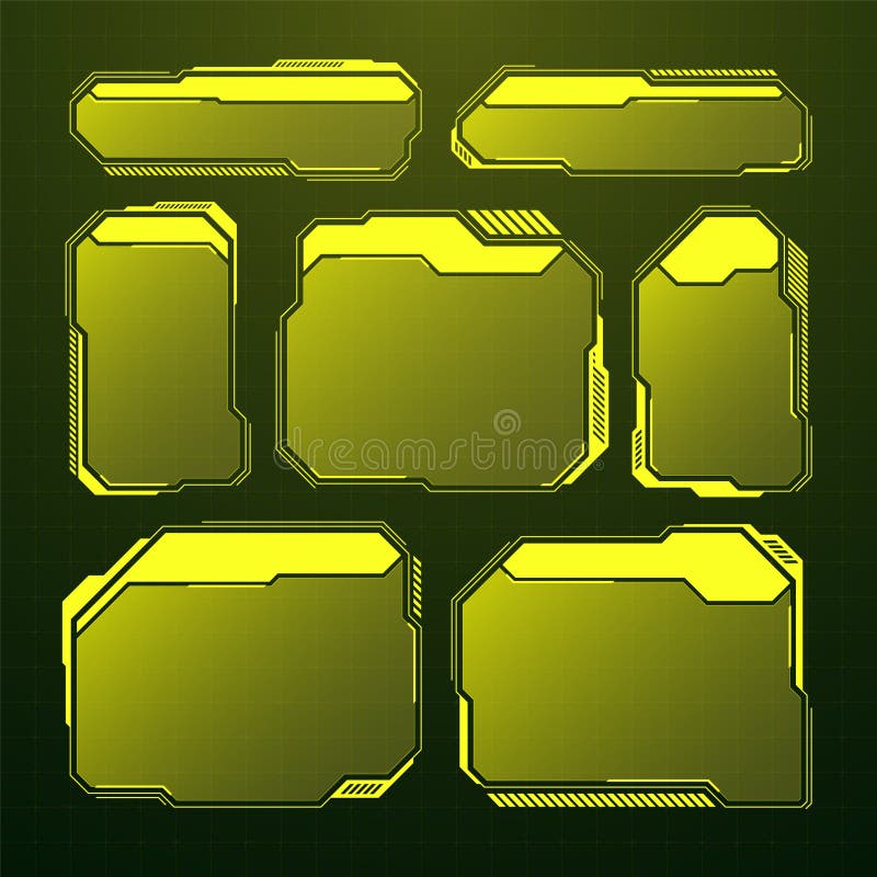 Yellow Futuristic HUD, UI Elements. Sci-fi User Interface Text Boxes ...