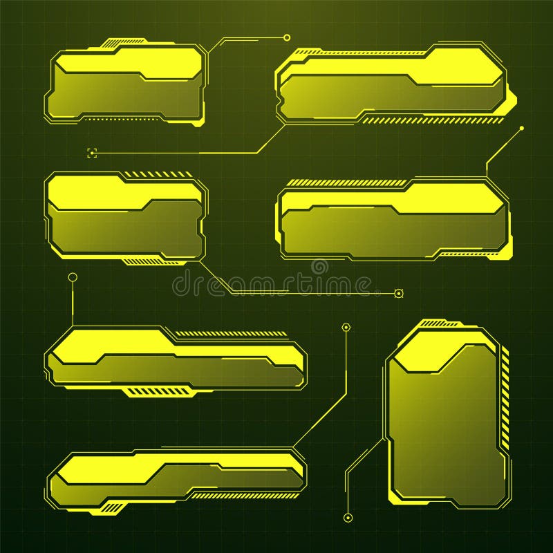 Yellow Futuristic HUD, UI Elements. Sci-fi User Interface Text Boxes ...